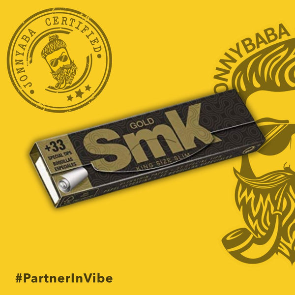 SMK Gold King Size Slim Rolling paper with Tips – HERBBOX India